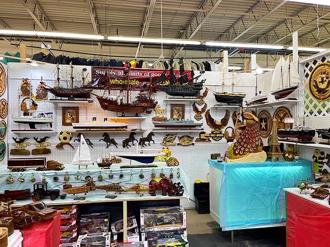 Ahoy, matey! This booth is a regular Davy Jones' locker of nautical knick-knacks, perfect for landlubbers and sea dogs alike.