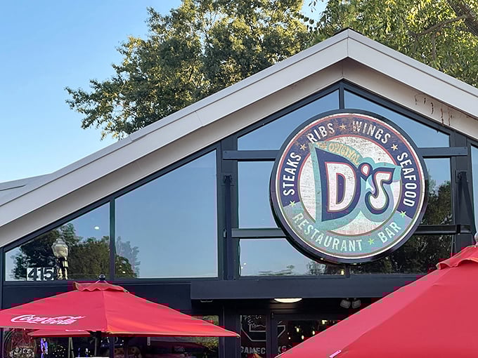 D's Wings: where steaks, ribs, and seafood come to party. The sign says it all, but your taste buds will have the last word.