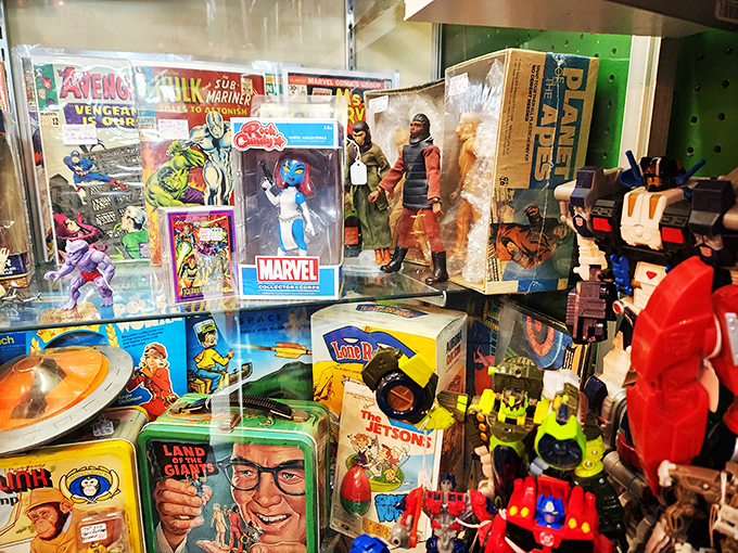 Toy story, anyone? This case is packed with action figures and collectibles that'll awaken your inner child faster than Saturday morning cartoons.