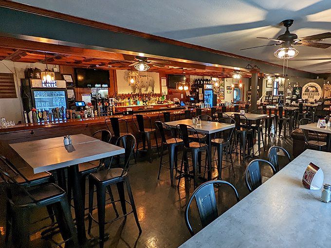 The bar area strikes that perfect balance between "neighborhood watering hole" and "place where the food is so good you forget you came for drinks."