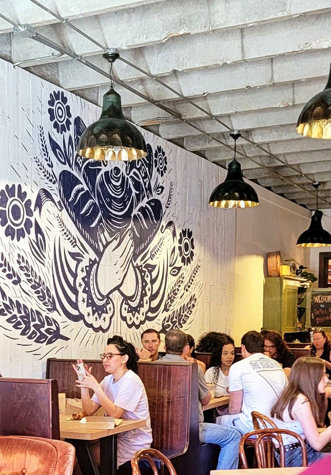 Where bread meets art. That mural's not just eye candy &ndash; it's the bakery's soul, served with a side of community spirit.