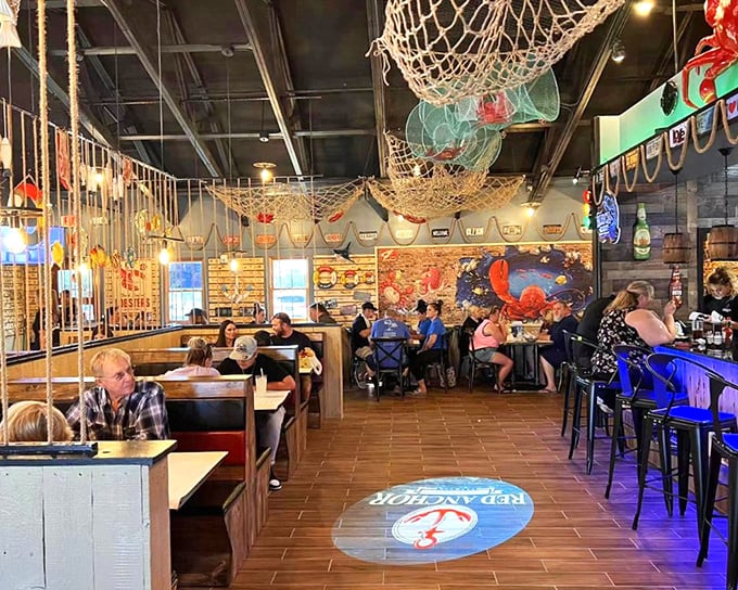 Welcome to Seafood Central! Where the chatter is as lively as a school of fish and the decor screams "Ahoy, good times ahead!"