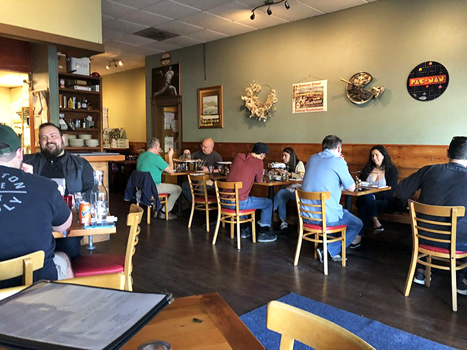 A slice of Portland life: where pizza brings people together and conversations flow as freely as the local craft beer.