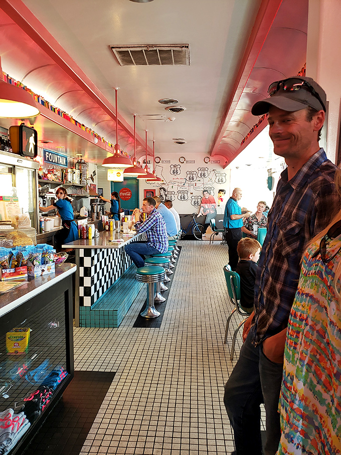 Where everybody knows your name (or at least your favorite milkshake). The bustling counter is like a scene from "Happy Days."