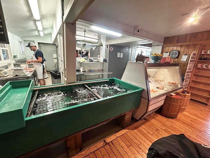 Where the magic happens! This kitchen is like a seafood laboratory, churning out deliciousness one order at a time.