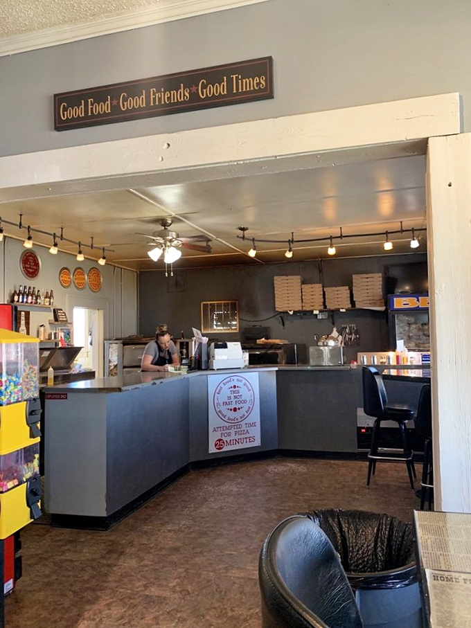 Pizza mission control! The staff stands ready to launch your taste buds into orbit.