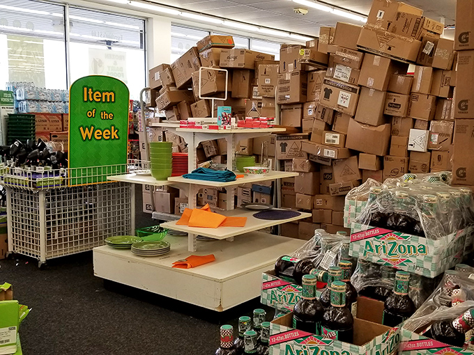 Behind the scenes of bargain bliss! This stockroom reveals the secret to keeping shelves stocked with wallet-friendly wonders.