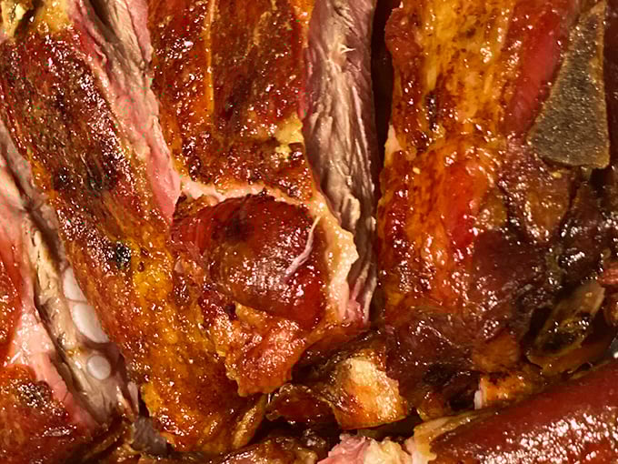 Up close and personal with barbecue perfection. This isn't just meat; it's a work of art that belongs in the Louvre of Lunch.