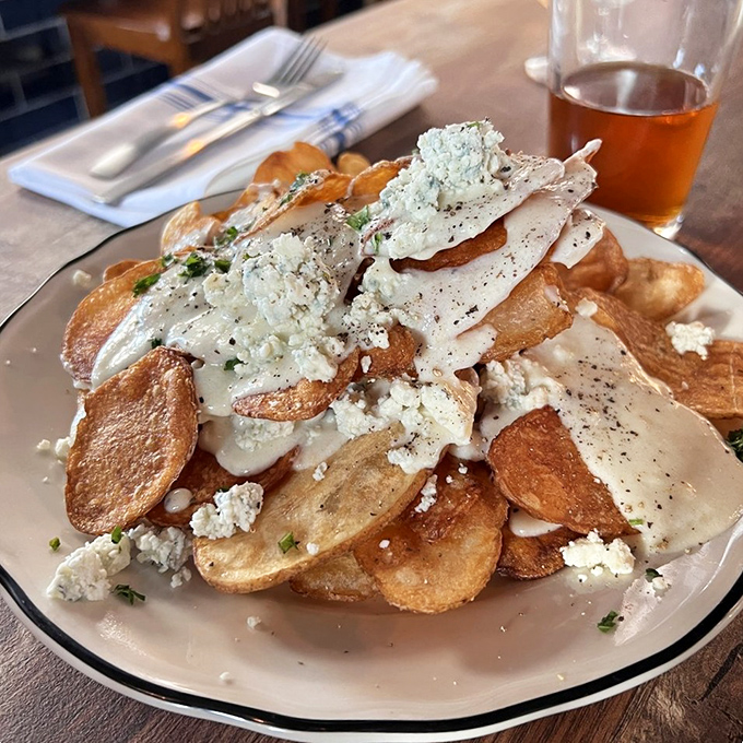 Blue cheese chips: the snack that'll make you feel like you've struck gold in a potato mine. Crispy, creamy, and utterly addictive!