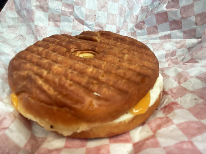 Who says you can't have it all? This breakfast sandwich proves that donuts can multitask just as well as the rest of us.