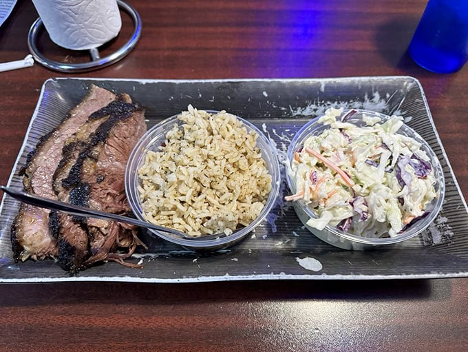 Brisket so tender, it practically melts on the plate. Paired with creamy sides, it's a Texas-sized flavor explosion in the heart of Alaska.