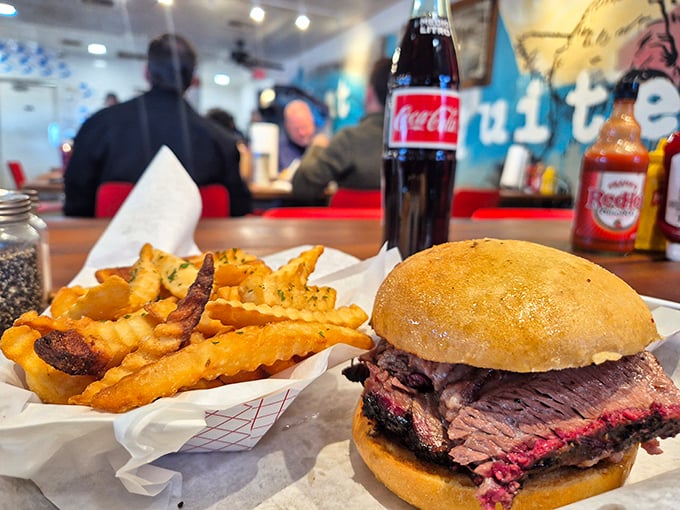 The brisket sandwich doesn't just satisfy hunger&mdash;it resolves existential crises. Those crinkle-cut fries aren't mere sides; they're supporting actors.