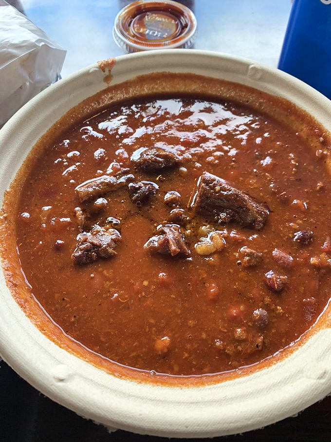 Burnt End Chili: Where beefy chunks of happiness swim in a sea of spicy, tomatoey bliss. Comfort food level: Expert.