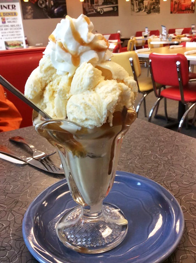 Caramel sundae or modern art? This towering treat is a testament to the sculptural possibilities of ice cream.