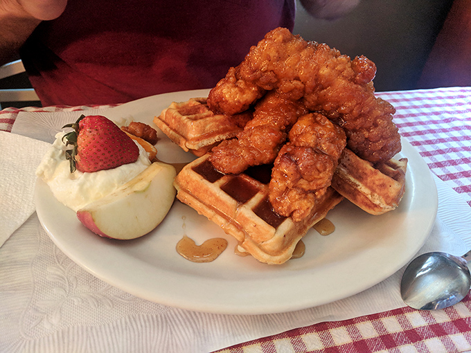 Chicken and waffles: the ultimate comfort food power couple. It's like breakfast and dinner had a delicious love child. Who needs a red carpet when you've got golden waffles?