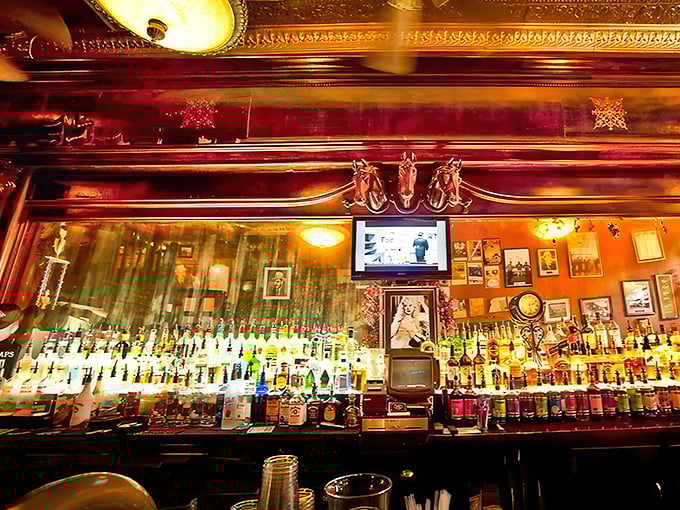 The bar gleams with possibility and history&mdash;each bottle a story waiting to be poured, each stool a front-row seat to the show.