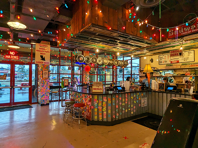 The counter area: Where burger dreams come true. It's like Disneyland for your stomach, minus the long lines and mouse ears.