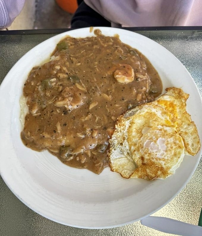 Crab stew breakfast: The morning meal that'll make you feel like you've hit the seafood lottery. Jackpot of flavors!