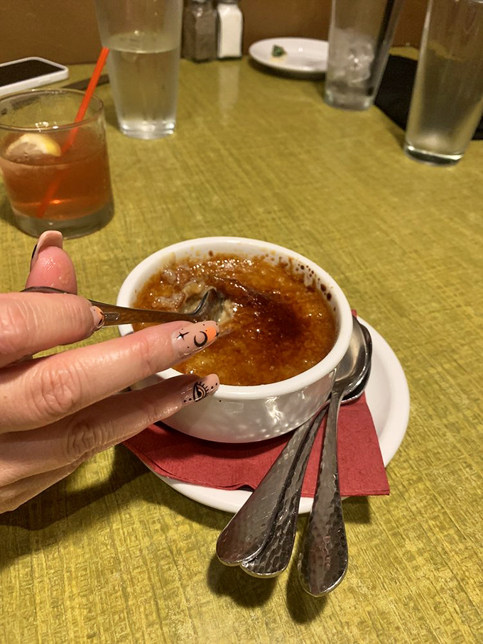 Cracking into this cr&egrave;me br&ucirc;l&eacute;e is like breaking the ice on a winter pond&mdash;deeply satisfying and worth every calorie-laden spoonful.