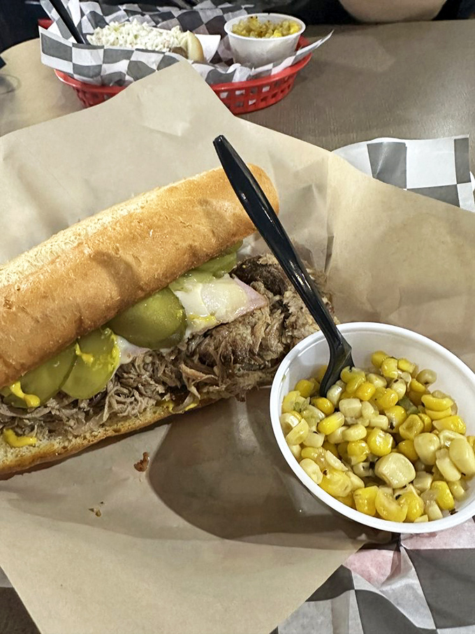 The Cubano and skillet corn: a dynamic duo that puts Batman and Robin to shame.