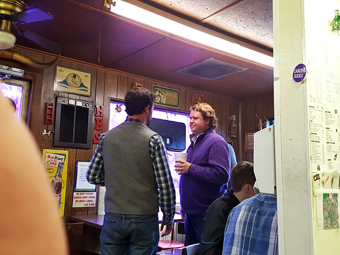 Happy customers in their natural habitat! At HB's, good food and great company go together like, well, ribs and sauce.