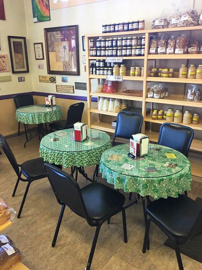 Cozy corner alert! This charming dining area is perfect for savoring your treats and plotting your next pastry conquest.