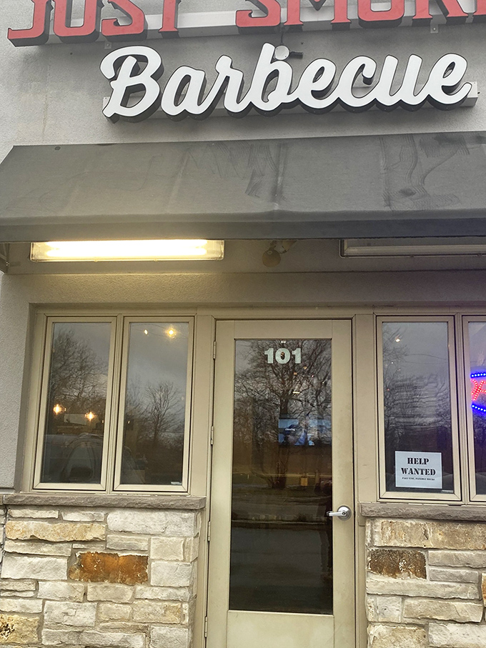The gateway to flavor town! This entrance is like a portal to a world where calories don't count and napkins are your new best friend.