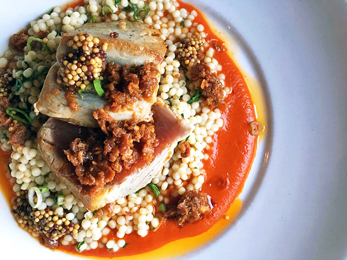 This isn't just a fish dish, it's an edible work of art. Neptune himself would be jealous.