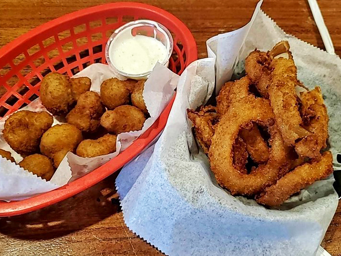Crispy, golden, and utterly irresistible. These fried mushrooms and onion rings are like the opening act that threatens to steal the show.