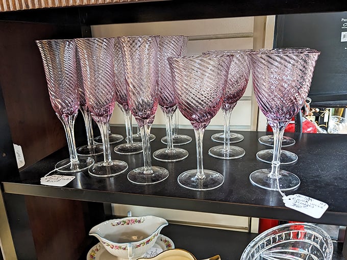 "Raise a glass to the past!" These vintage stemware pieces are so fancy, you'll feel compelled to sip your morning OJ with your pinky out.