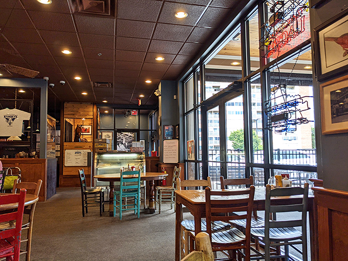 A feast for the eyes and the stomach! Ramsey's eclectic dining area is as colorful and inviting as its menu.