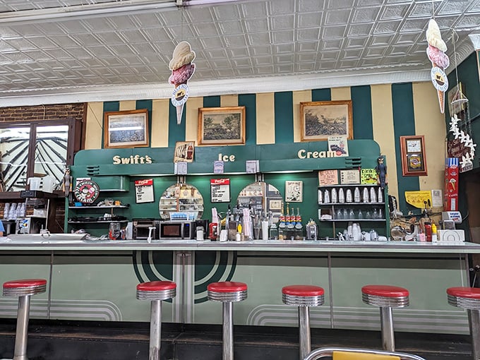 Soda jerks and sweet treats! This counter is where magic happens, one scoop and fizzy pour at a time.
