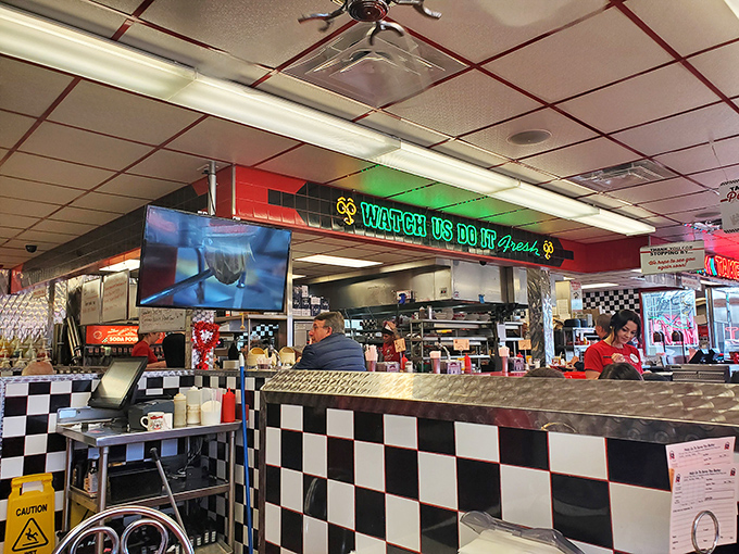 Where the magic happens! This bustling kitchen is like a time machine churning out delicious blasts from the past.