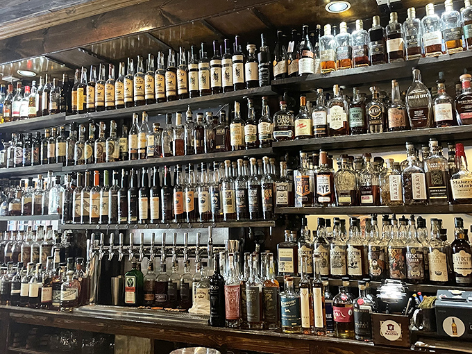 A wall of liquid happiness awaits. With this impressive selection, you might need a treasure map to find your perfect pour.