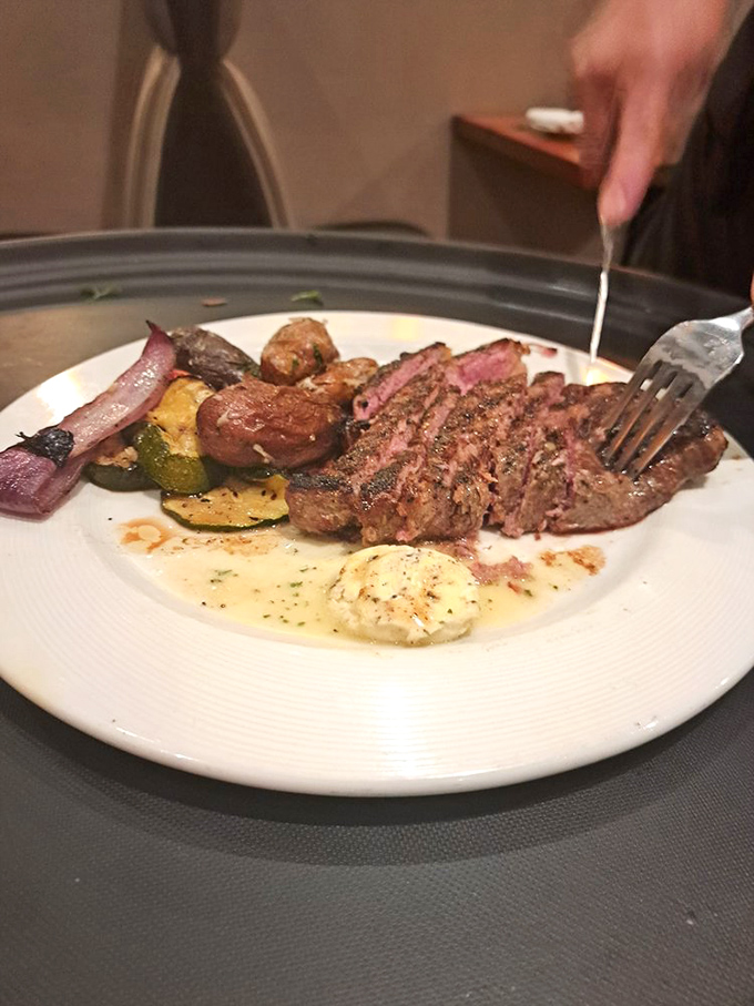 This New York Strip is so perfectly cooked, it might just convince the Big Apple to change its nickname to the Big Steak.