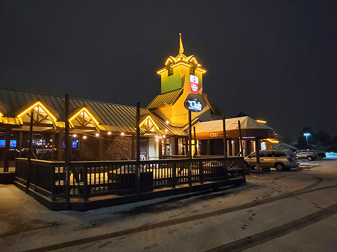 Night falls, but the party's just getting started. The Club Tavern and Grill glows like a warm, inviting beacon in the Bozeman night, promising good times and great eats.