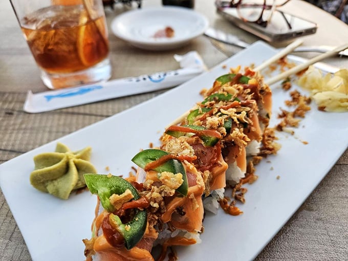 Sushi with an ocean view? It's like the fish jumped straight from the sea onto your plate, with a quick detour for some artistic arrangement.