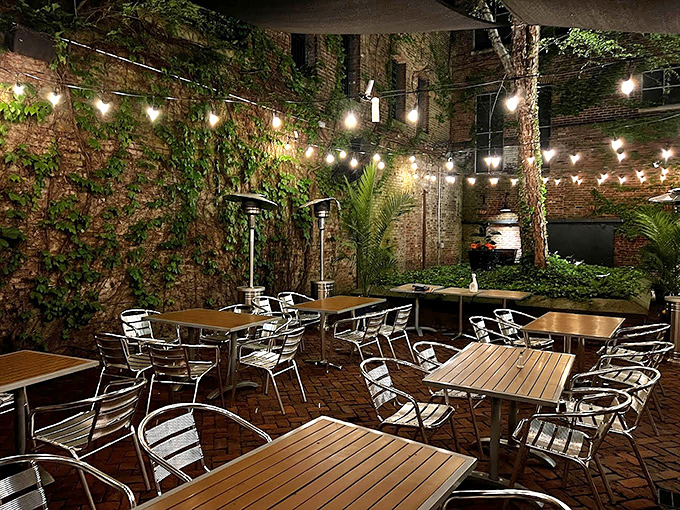 An outdoor oasis that's part secret garden, part dining heaven. Al fresco never looked so good.