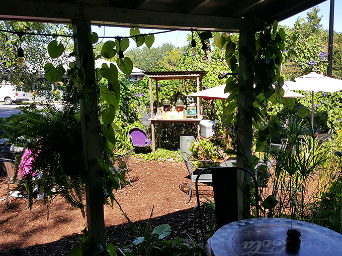 Nature and nurture combine in this leafy oasis. It's the perfect spot to contemplate life's big questions, like "pickle or no pickle?"