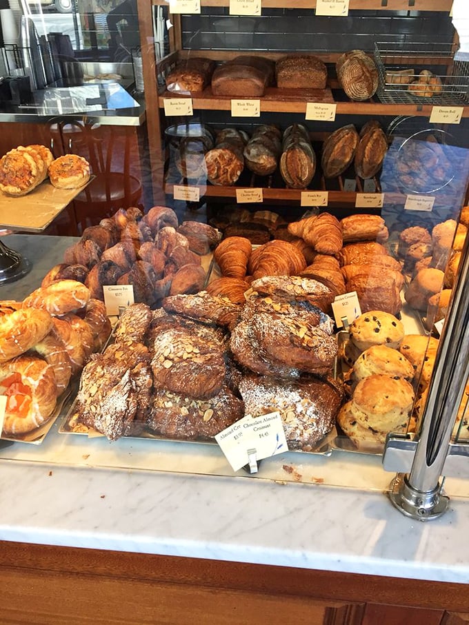 A display case that puts art museums to shame. Each pastry is a masterpiece, begging the question: is it too pretty to eat? (Spoiler: no, it's not.)