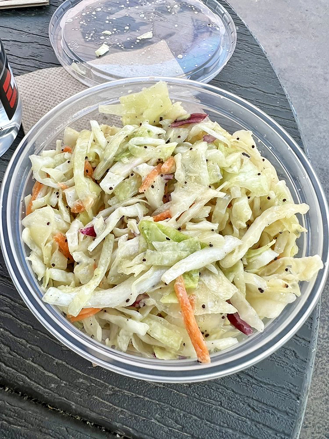This Poppyseed Slaw is the unsung hero of the menu. Crisp, refreshing, and the perfect sidekick to your lobster roll adventure.
