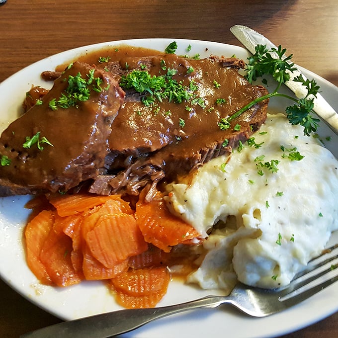 Pot roast that doesn't just fall apart&mdash;it surrenders completely. This plate could convert vegetarians faster than you can say "gravy."
