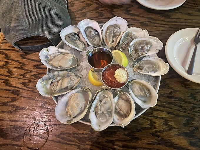 A pearl of an appetizer. These oysters are so fresh, you can practically hear the ocean when you hold them up to your ear.