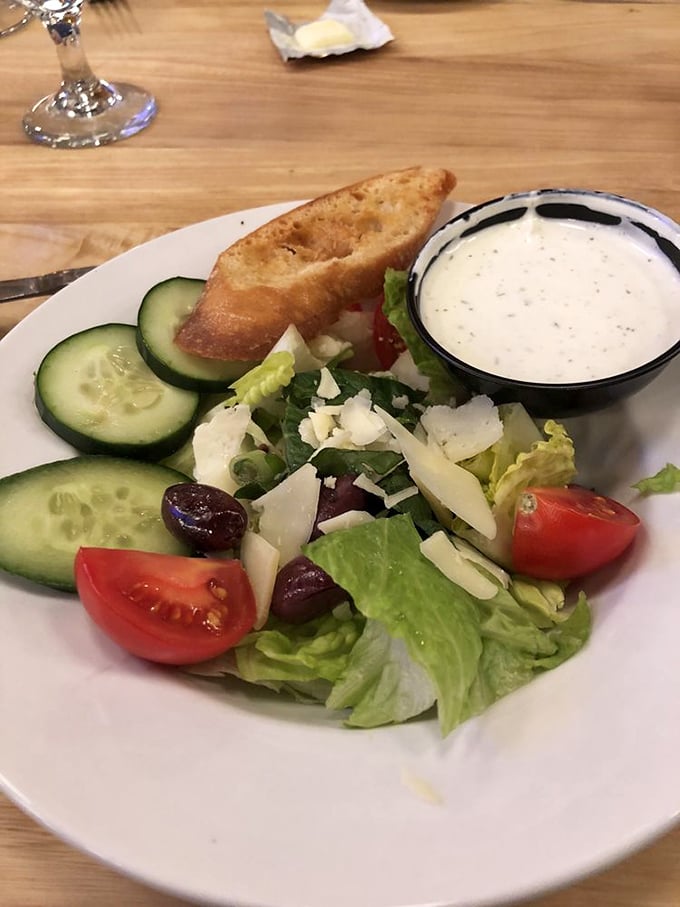 A salad so fresh, it could've been picked by mermaids. It's like the garden of Eden decided to take a vacation in Fargo.