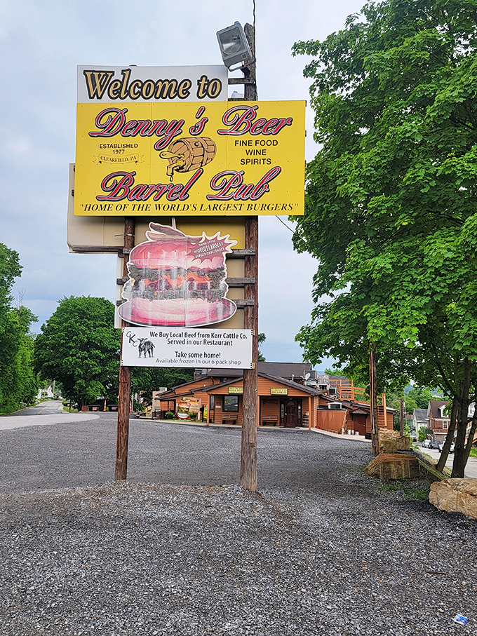 "The sign says it all!" Denny's doesn't just serve burgers; it's home to beefy behemoths that challenge the very laws of physics.