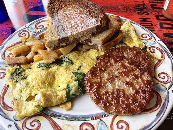 An omelet that Popeye would approve of. Spinach and feta join forces to create a breakfast masterpiece.