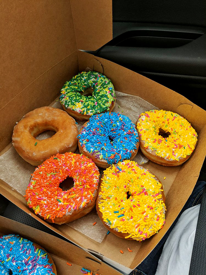 A rainbow you can eat! These vibrant donuts are like edible fireworks, exploding with flavor in every technicolor bite.