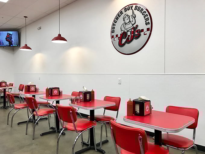 Take a seat in burger heaven! CJ's retro tables and chairs are like a warm embrace, inviting you to sit back, relax, and loosen that belt.