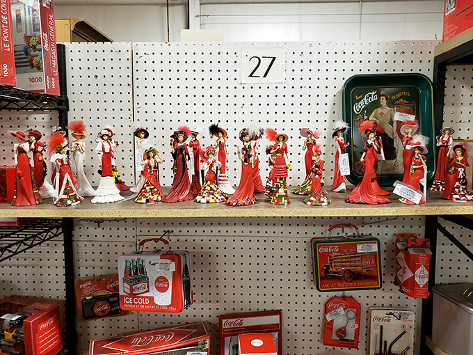 Coca-Cola collectibles and sassy figurines &ndash; a match made in retro heaven. These ladies in red are serving up some serious vintage vibes.