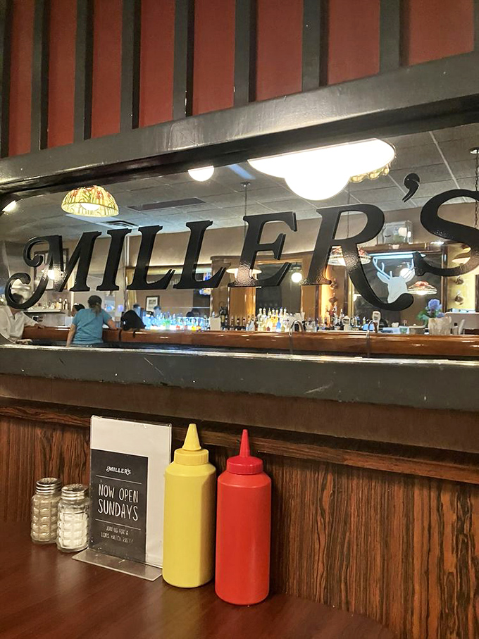 A wall of fame for flavor! Miller's proudly displays its name, reminding us that sometimes, the simplest pleasures are the best.